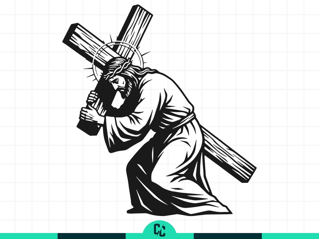 Jesus Carrying Cross SVG PNG, Way of the Cross Vector, Christian Shirt ...
