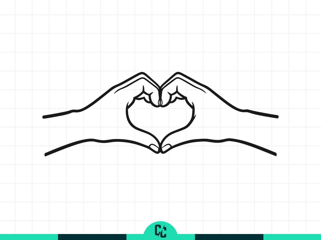 Heart Hands SVG, Hand Heart Outline PNG, Romantic Line Art for ...