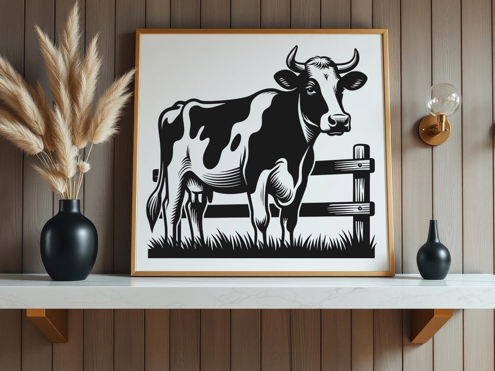 Cow and Fence Svg, Farm Animal Svg, Holstein Cow Shirt Design, Farm ...