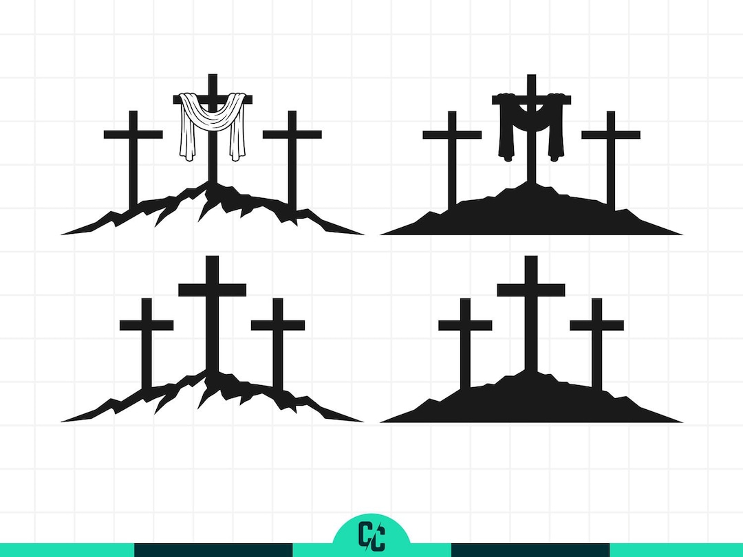 Three Crosses Svg, Calvary Hill Cross Svg, Easter Svg Bundle, Christian ...