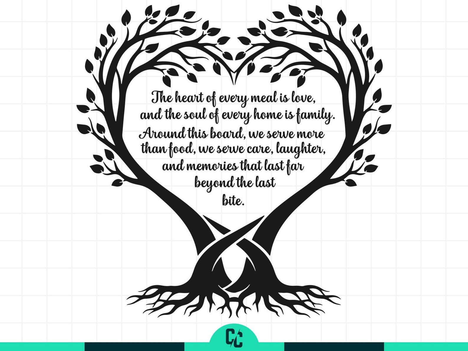 Family Tree Heart Cutting Board SVG, Kitchen Quote Laser Engraving ...