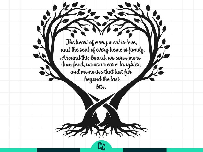 Family Tree Heart Cutting Board SVG, Kitchen Quote Laser Engraving ...
