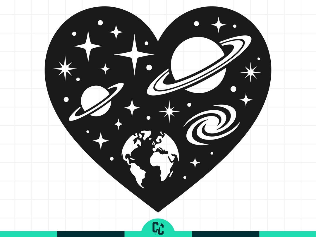 Space Heart Svg, Planet Earth Heart Svg, Galaxy Celestial Shirt Design ...