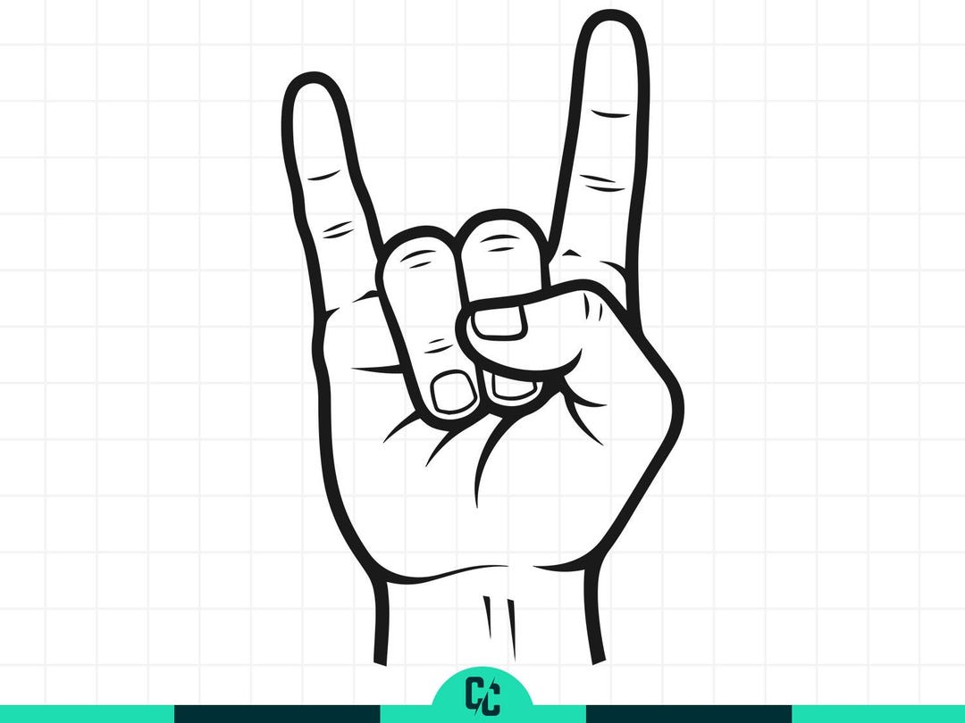 Rock on Hand Sign SVG, Heavy Metal Horns PNG, Rock and Roll Hand ...