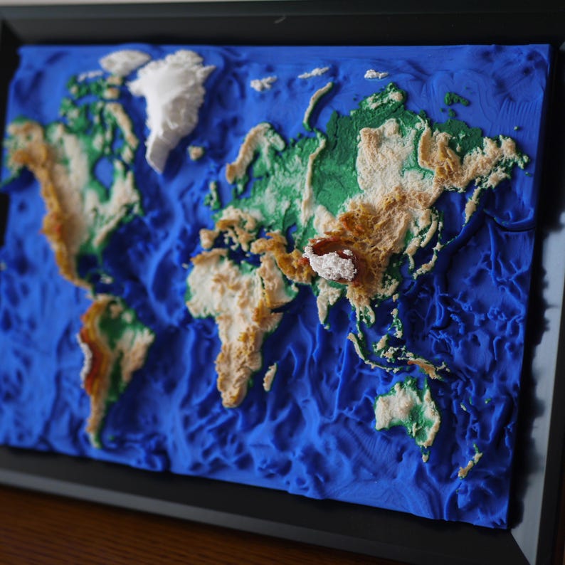 3D World Map-a5 Map of the World With Topography and Bathymetry /with ...