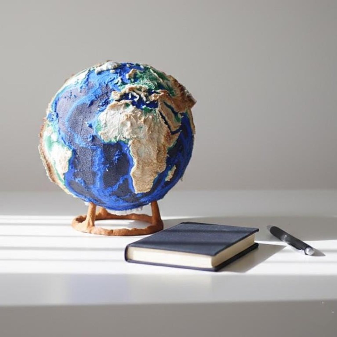 Intricate 3D Relief Globe 8" - High-definition Terrain Masterpiece ...