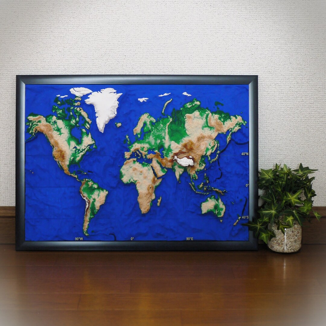 3D World Map-a3 Map of the World With Topography and Bathymetry - Etsy ...