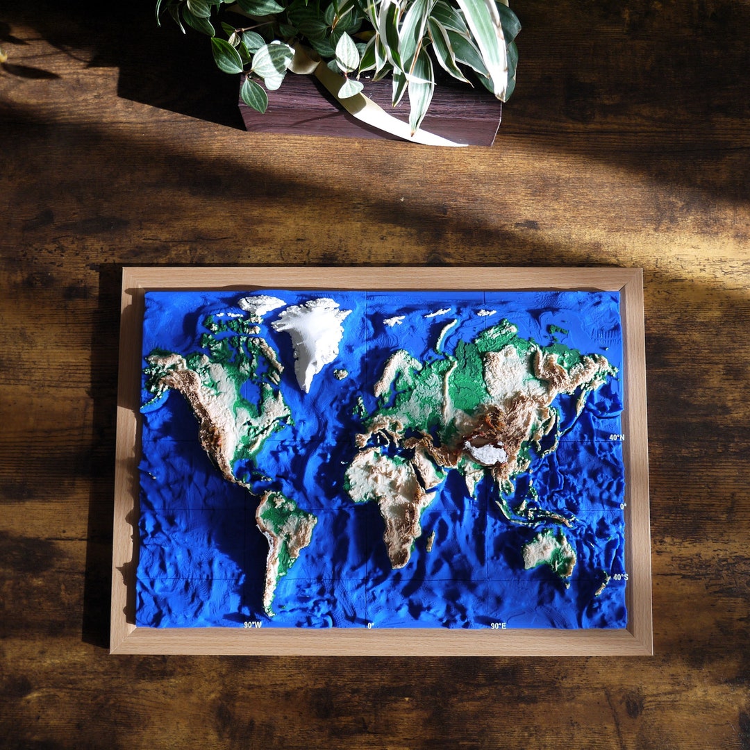 3D World Map - B4 World Map With Topography and Bathymetry - Etsy Canada