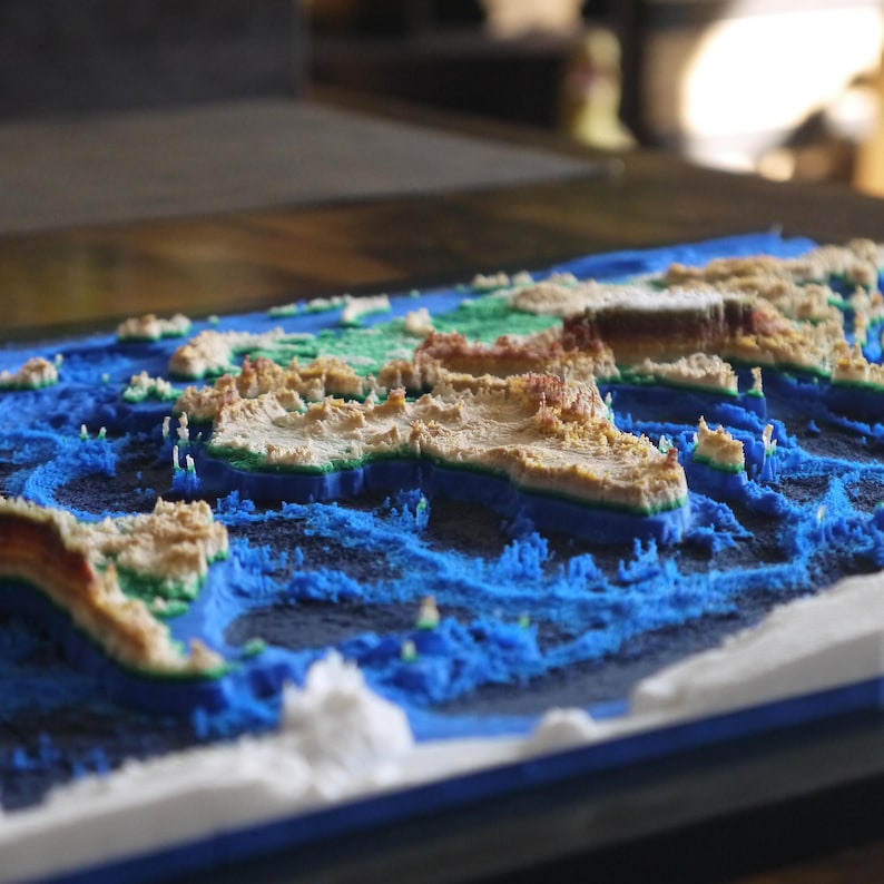 3D World Map With Antarctica – Raised Relief Topographic Earth Wall Art ...