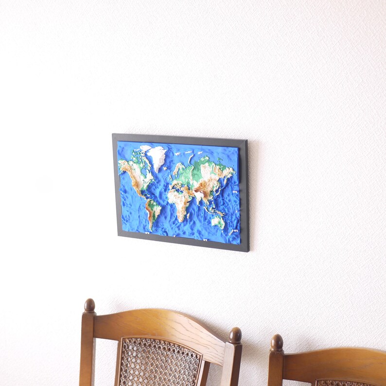 3D Map - A4 World Map With Topography and Bathymetry - Etsy Australia