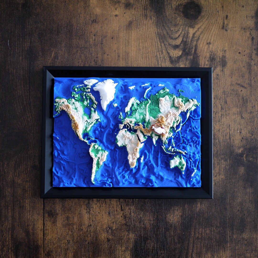 3D World Map-a5 Map of the World With Topography and Bathymetry /with ...