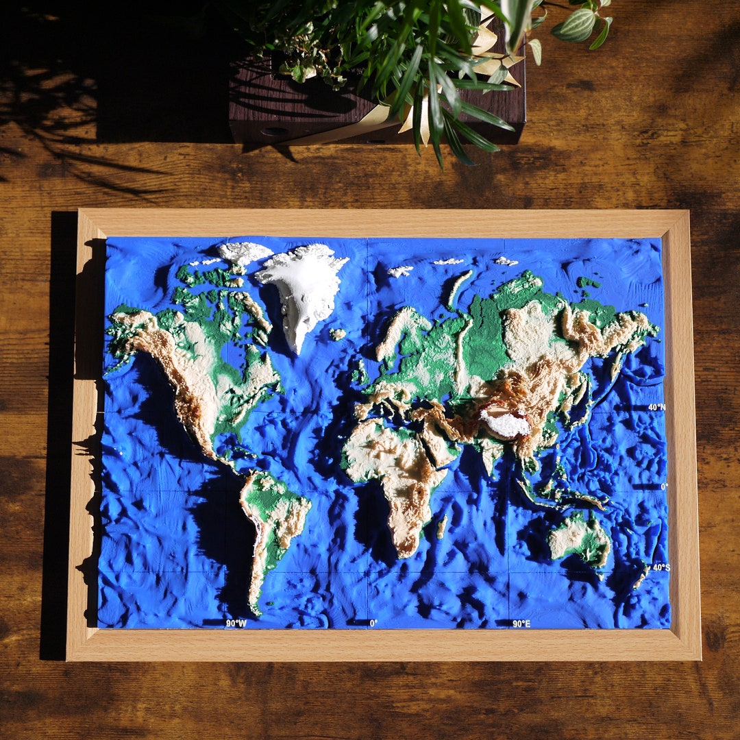 3D World Map B4 World Map With Topography and Bathymetry - Etsy