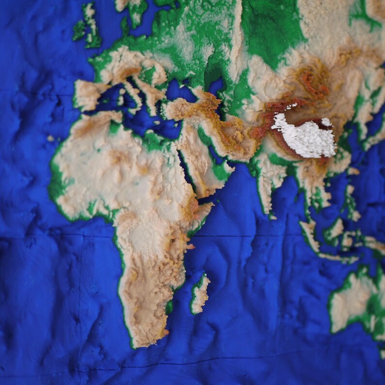 3D World Map-a3 Map of the World With Topography and Bathymetry - Etsy UK