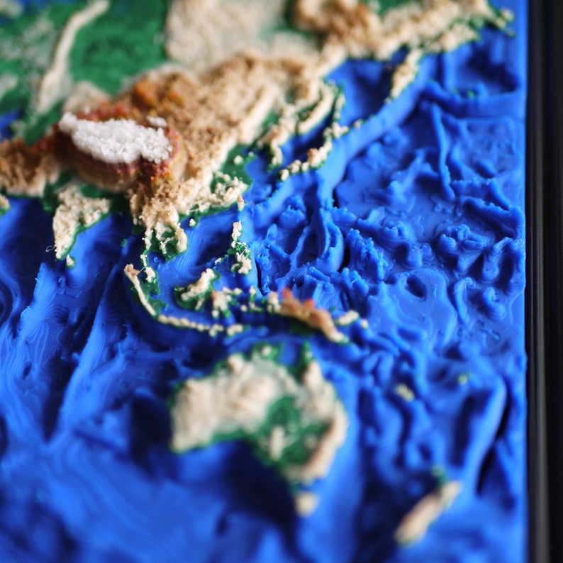 3D World Map-b5 Map of the World With Topography and - Etsy