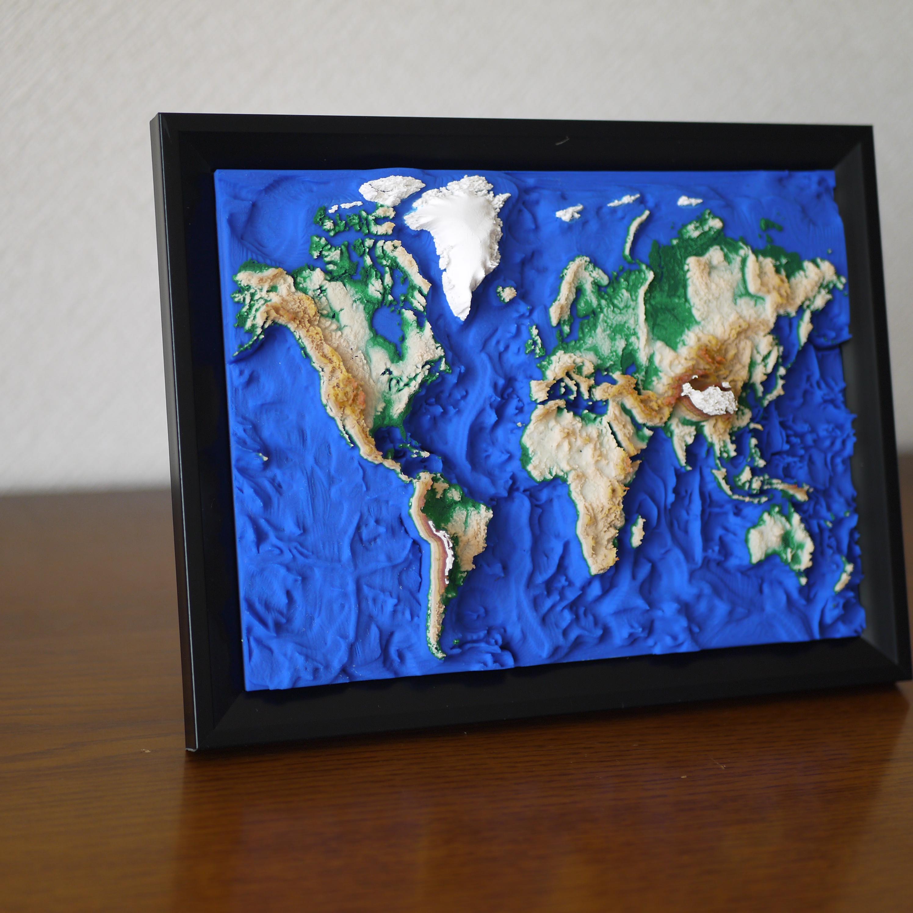 3D World Map-a5 Map of the World With Topography and Bathymetry /with ...