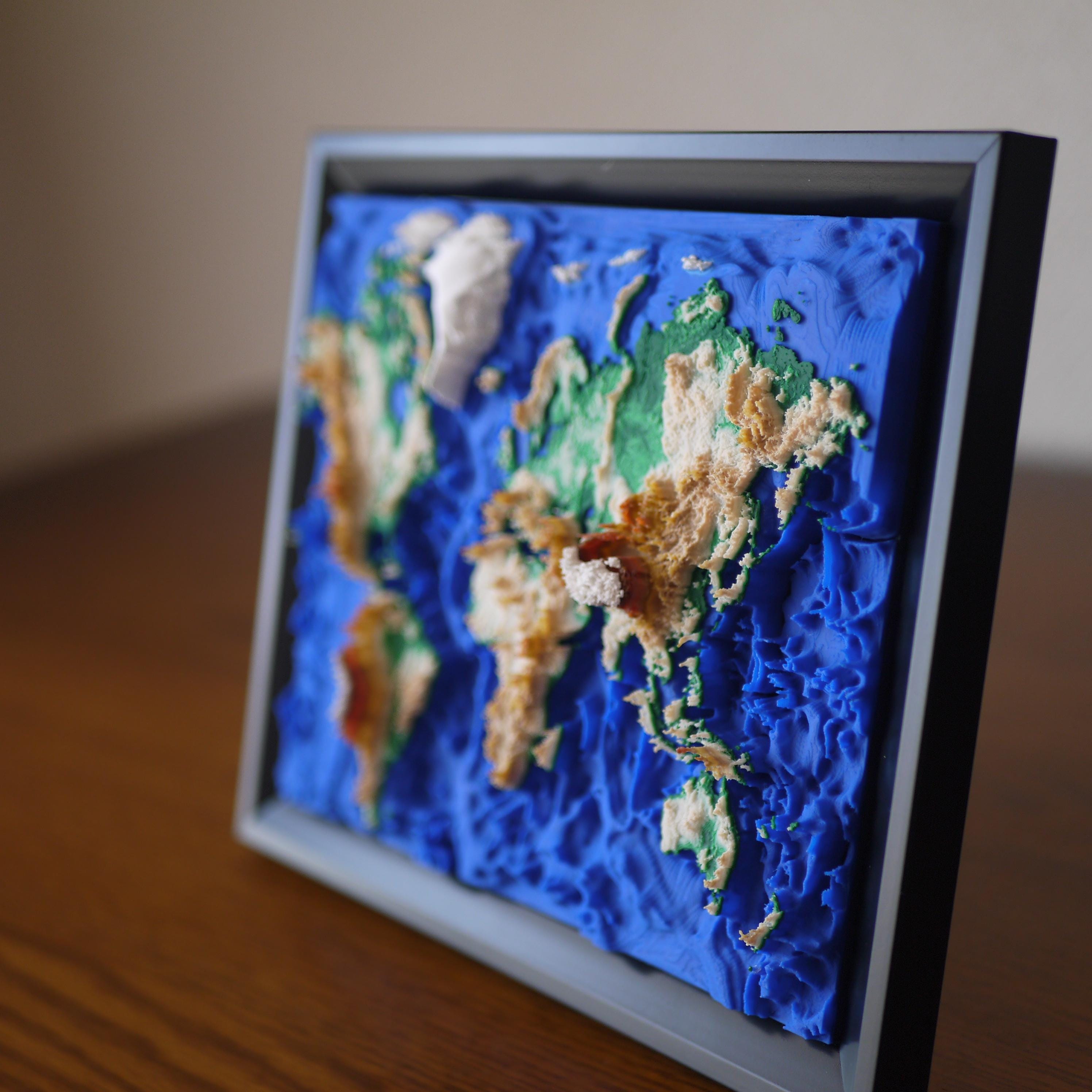 3D World Map-a5 Map of the World With Topography and Bathymetry /with ...
