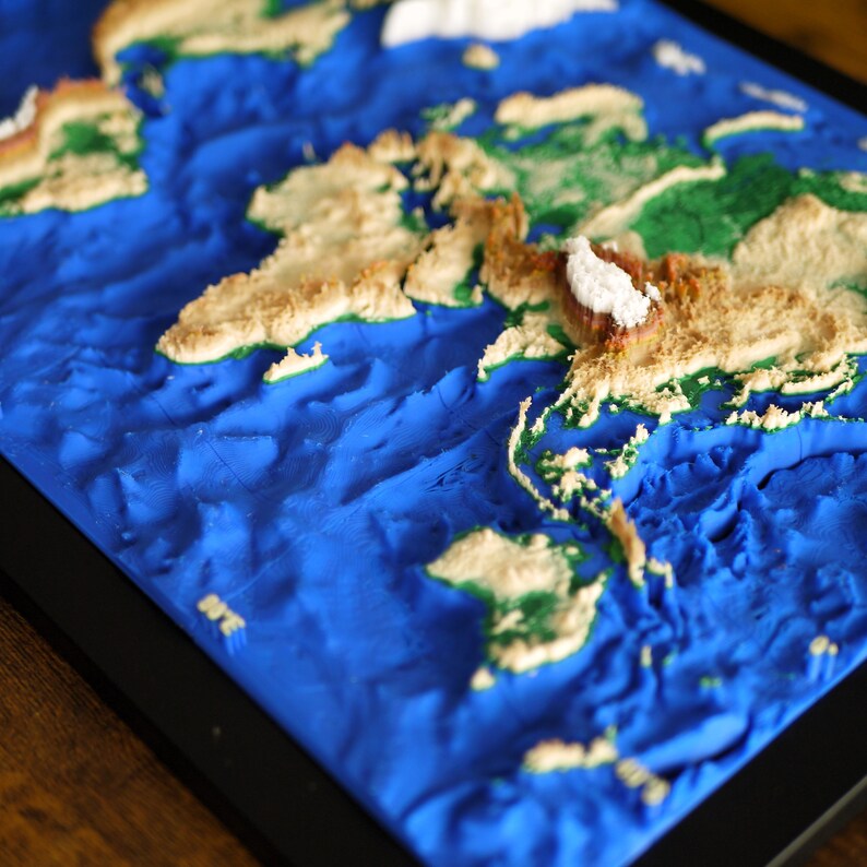 3D Map A4 World Map With Topography and Bathymetry - Etsy Canada