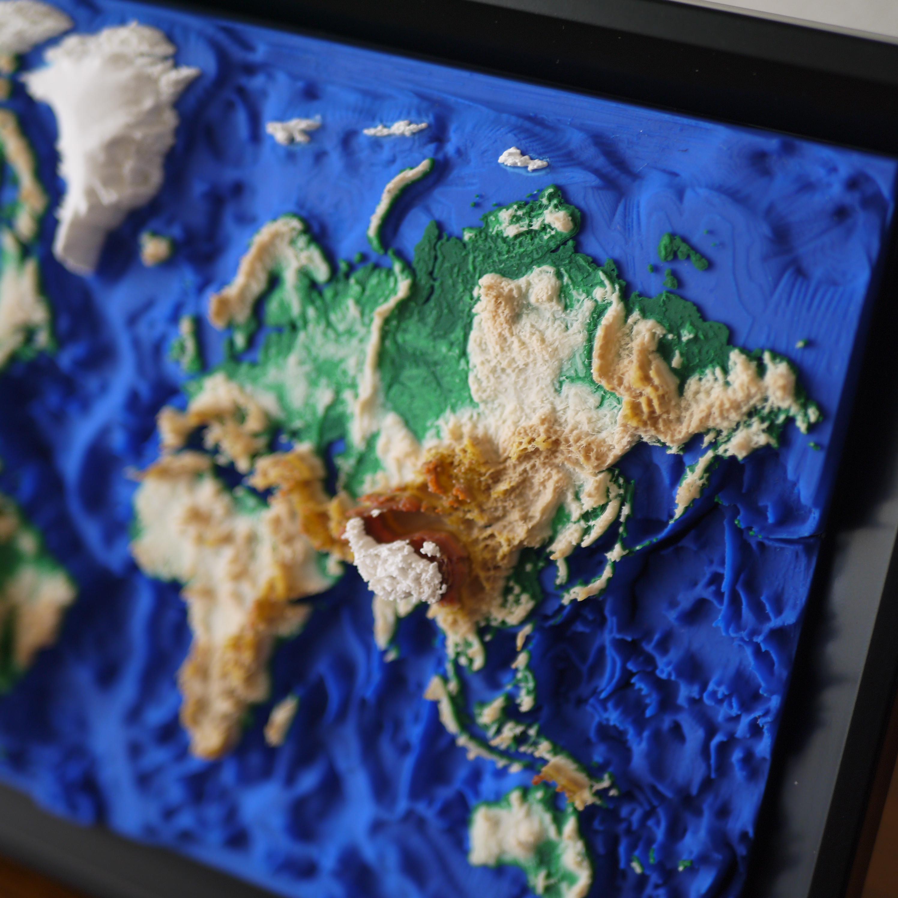 3D World Map-a5 Map of the World With Topography and Bathymetry /with ...