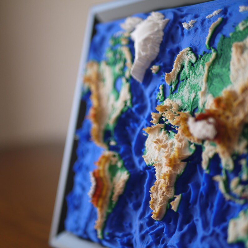 3D World Map-a5 Map of the World With Topography and Bathymetry /with ...
