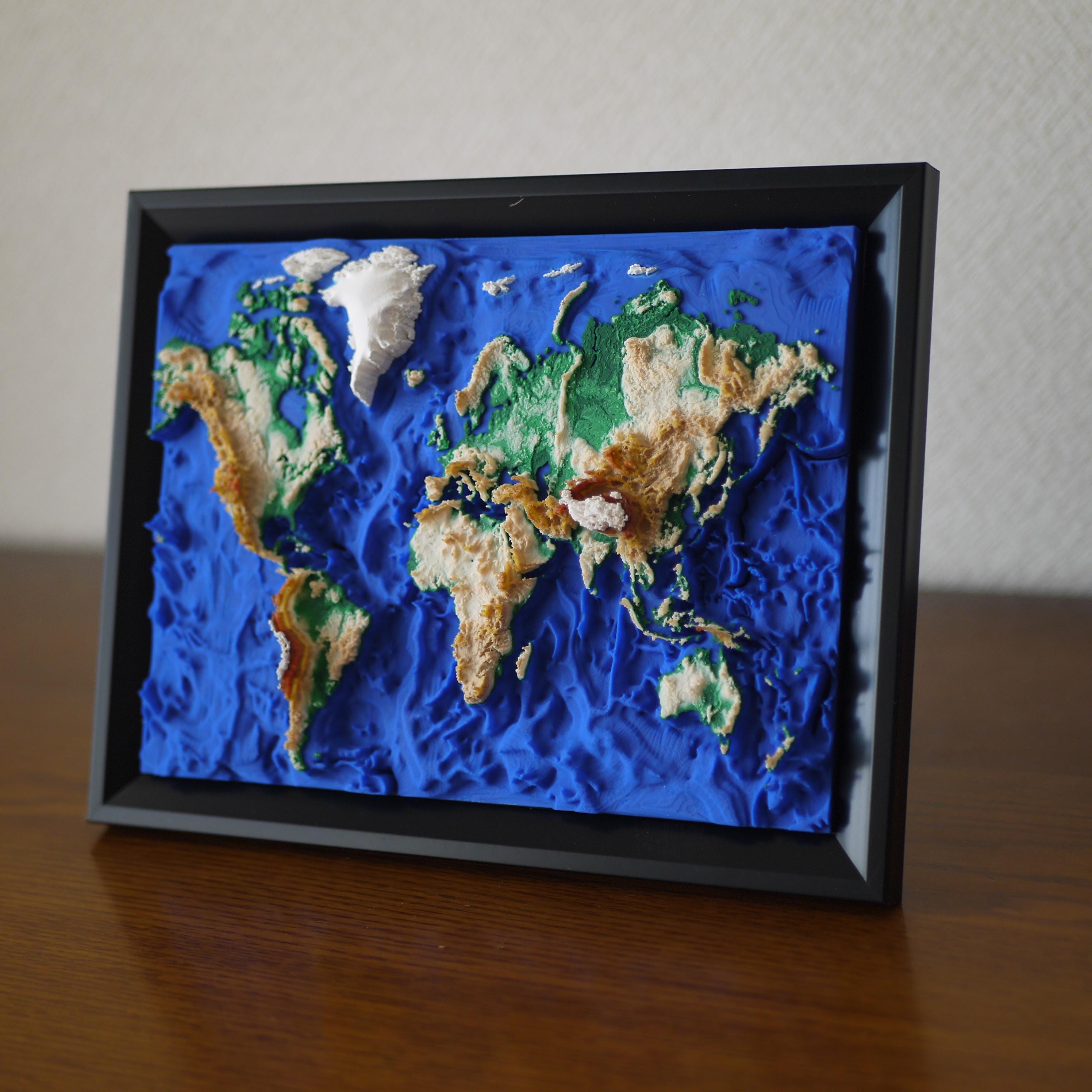 3D World Map-a5 Map of the World With Topography and Bathymetry /with ...