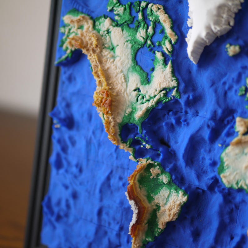 3D World Map-b5 Map of the World With Topography and Bathymetry - Etsy