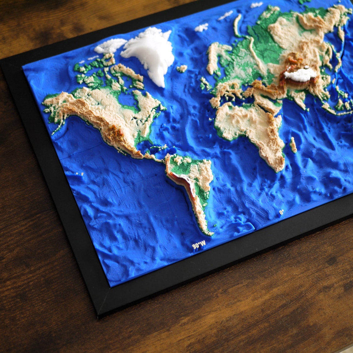 3D Map A4 World Map With Topography and Bathymetry - Etsy Canada