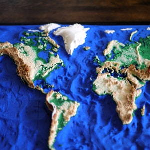 3D World Map-a3 Map of the World With Topography and - Etsy UK