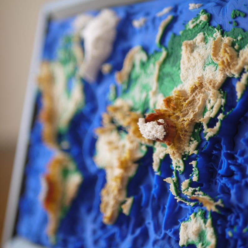 3D World Map-a5 Map of the World With Topography and Bathymetry /with ...