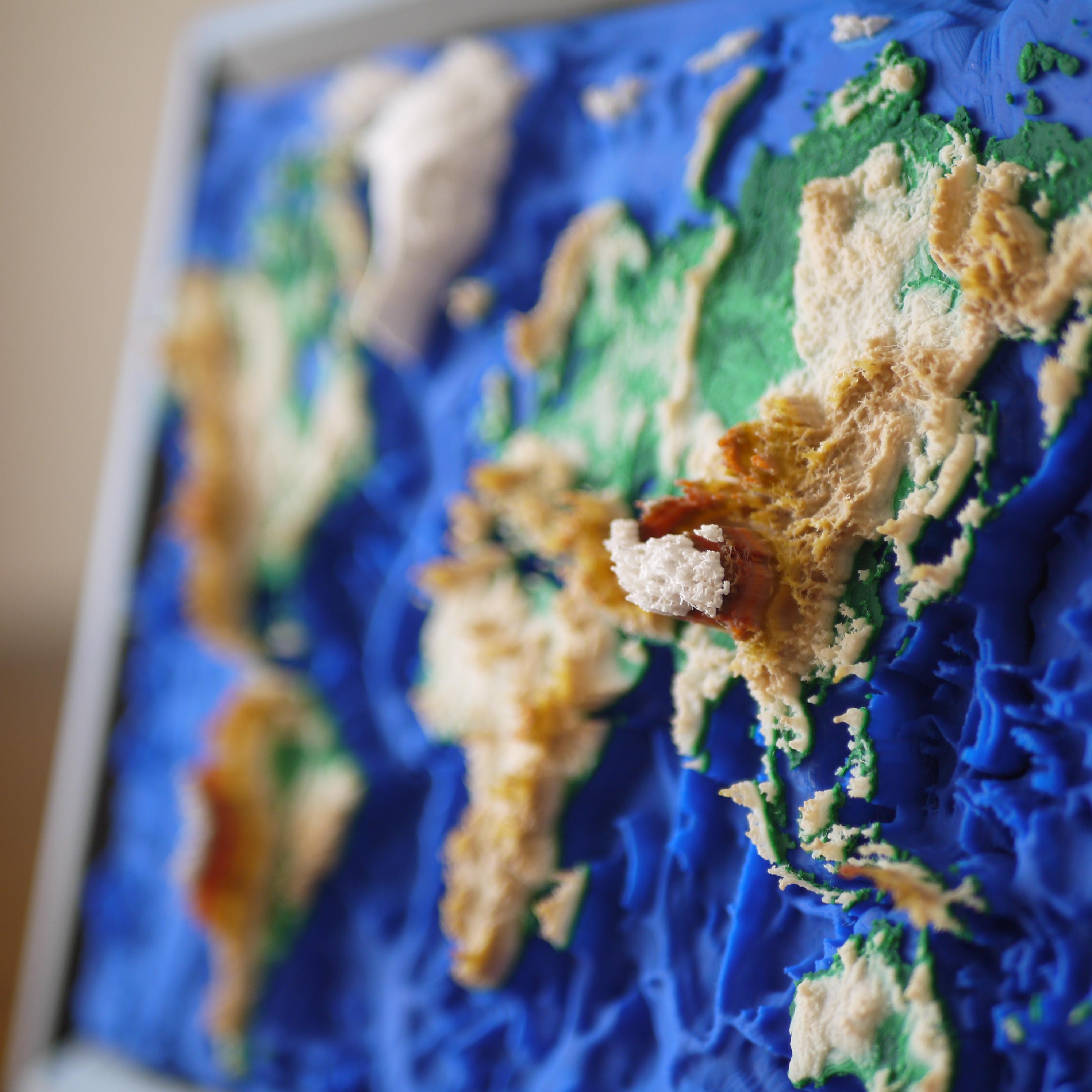 3D World Map-a5 Map of the World With Topography and Bathymetry /with ...