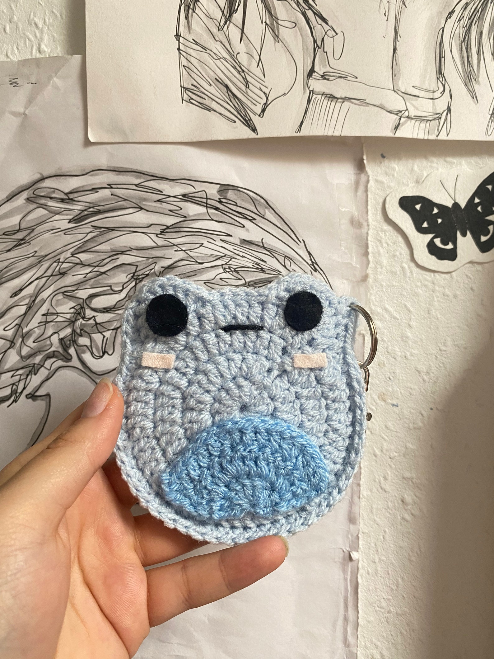 Crochet Froggy Pouch Keychain - Etsy UK