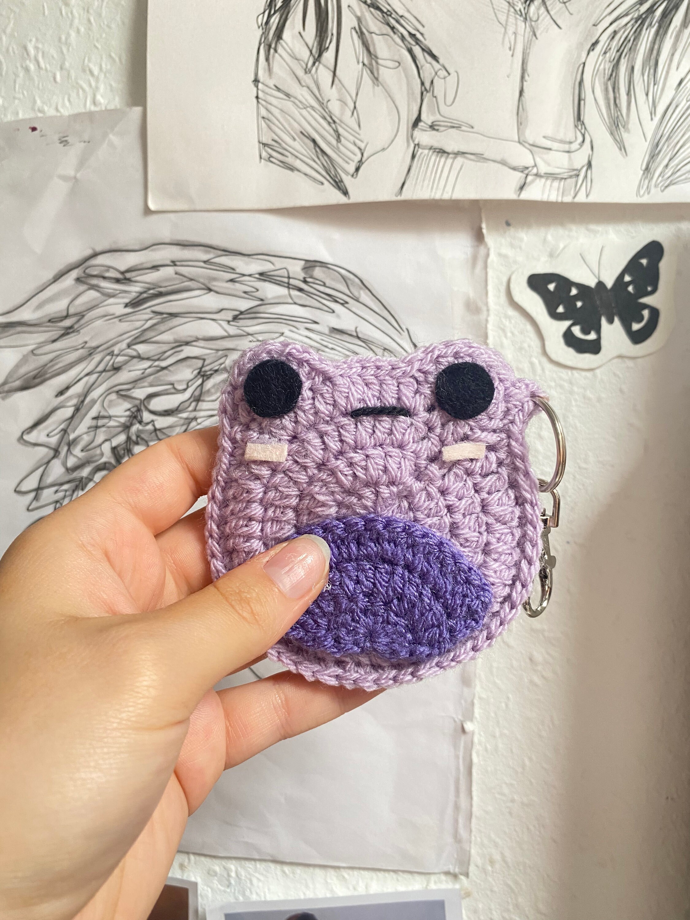 Crochet Froggy Pouch Keychain - Etsy UK