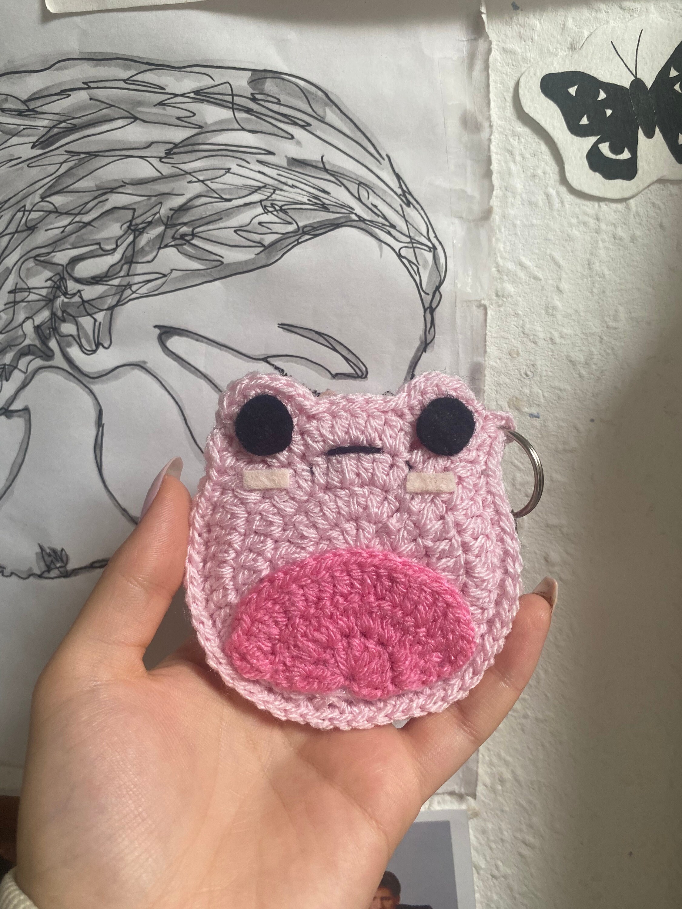 Crochet Froggy Pouch Keychain - Etsy UK
