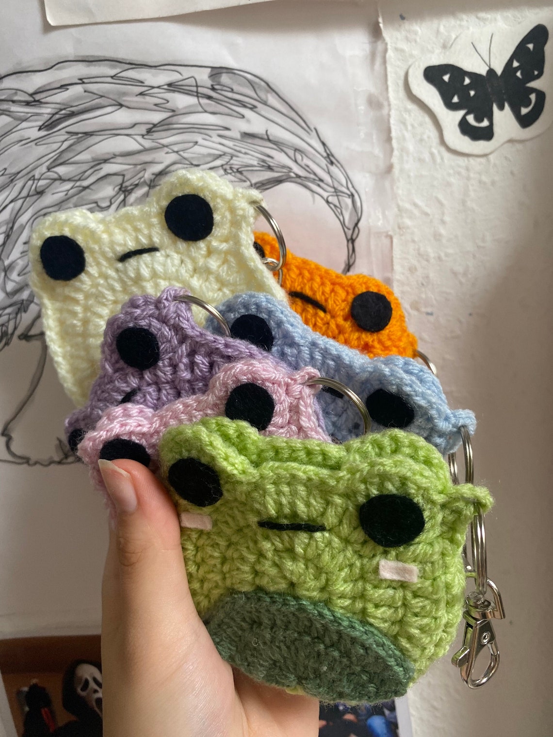 Crochet Froggy Pouch Keychain - Etsy