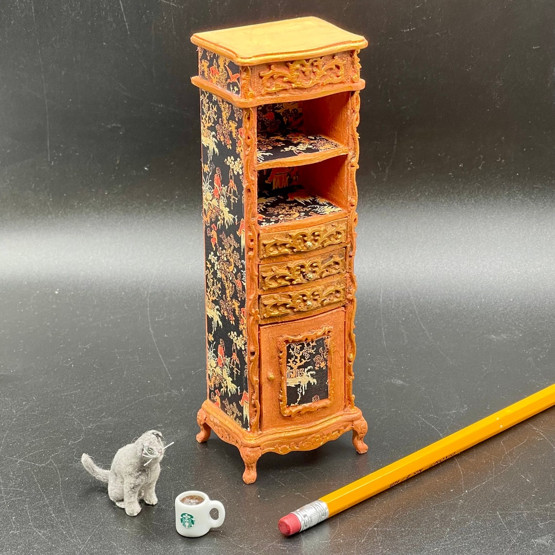 Adele Gorgeous Dollhouse Miniature Curio With Decoupage - Etsy