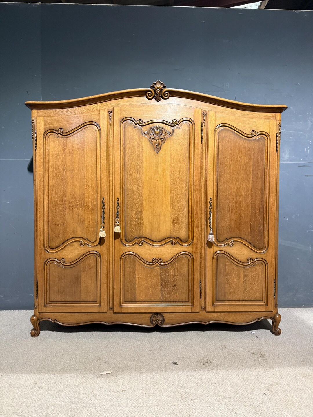 Vintage French Oak Ornate 3 Door Armoire Breakdown Wardrobe for Easy ...