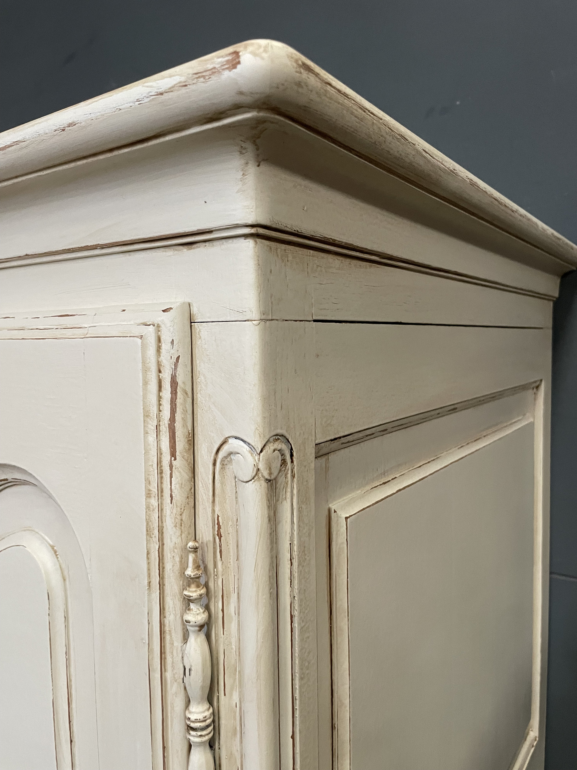 Stunning Large Vintage French Flat Top Painted Armoire 5 Door Wardrobe ...
