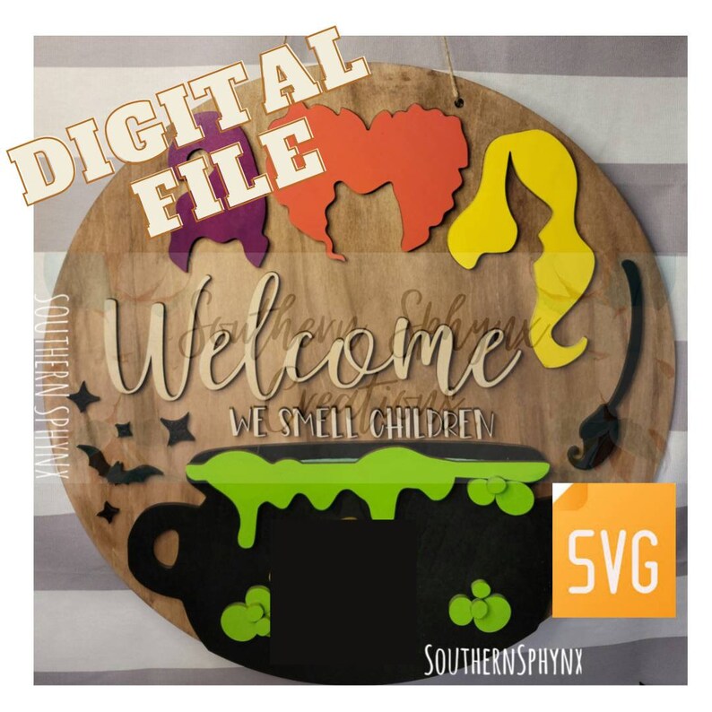 Hocus Pocus Smell Children Door Hanger Svg File Laser - Etsy