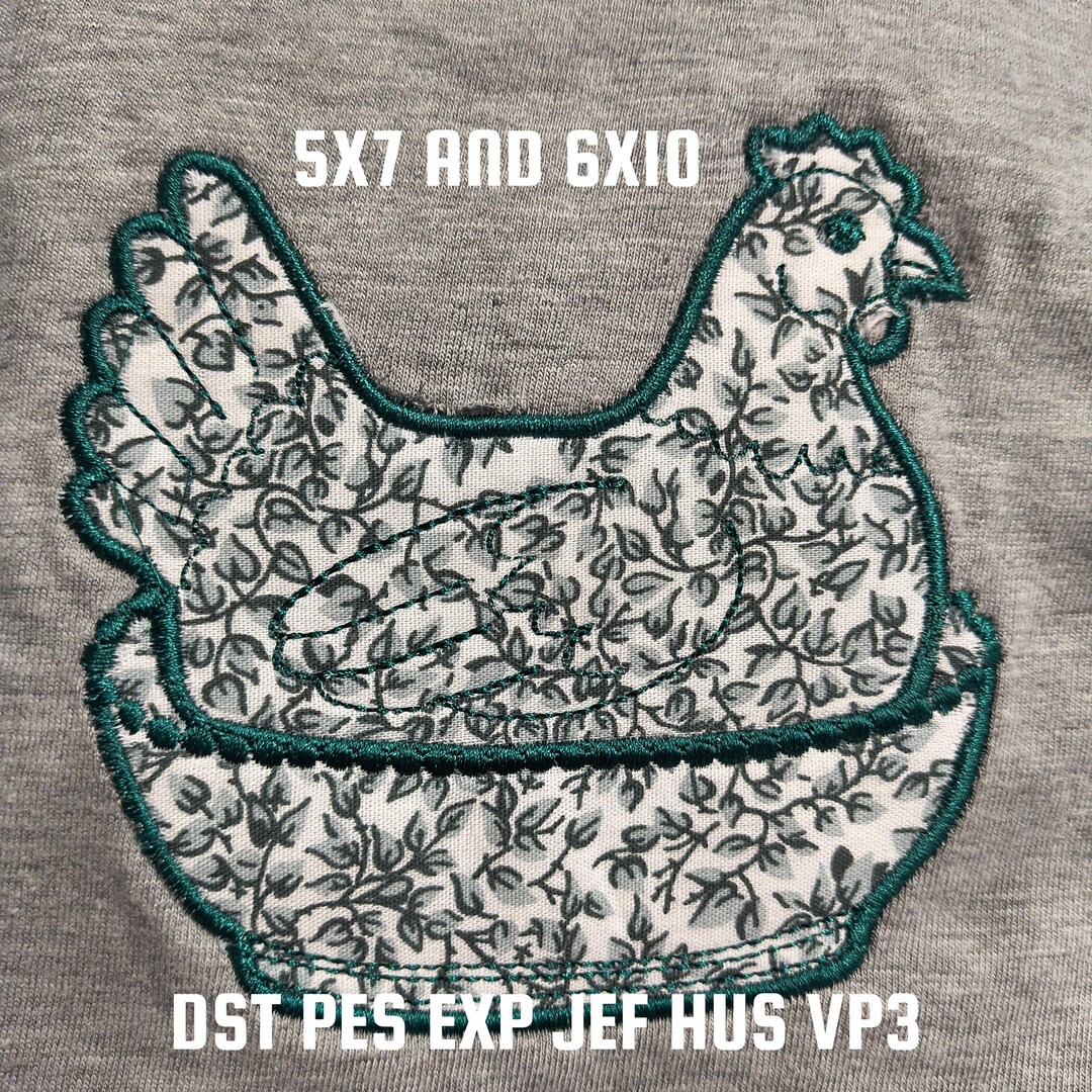 Hen on Nest Applique Embroidery File With SVG Cut File (digital ...