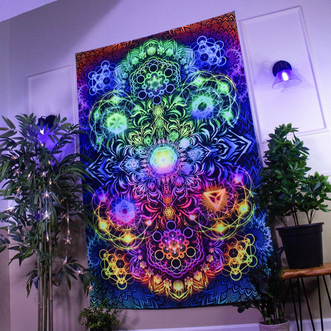 UV Black Light Reactive Sacred Geometry Wall Hanging - Spiritual Wall ...