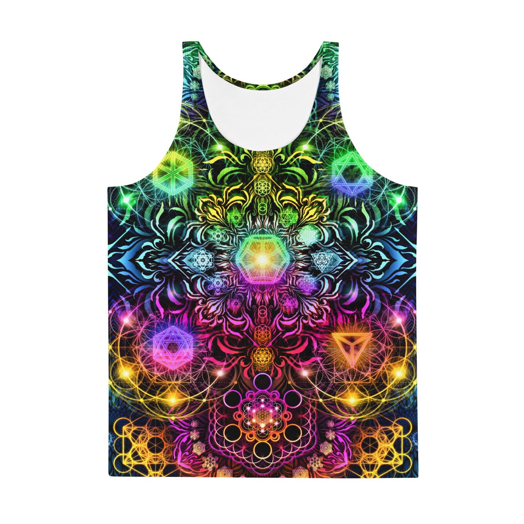 Mens Psychedelic Tank Top: Neon Rainbow Sacred Geometry Rave Shirt - Etsy