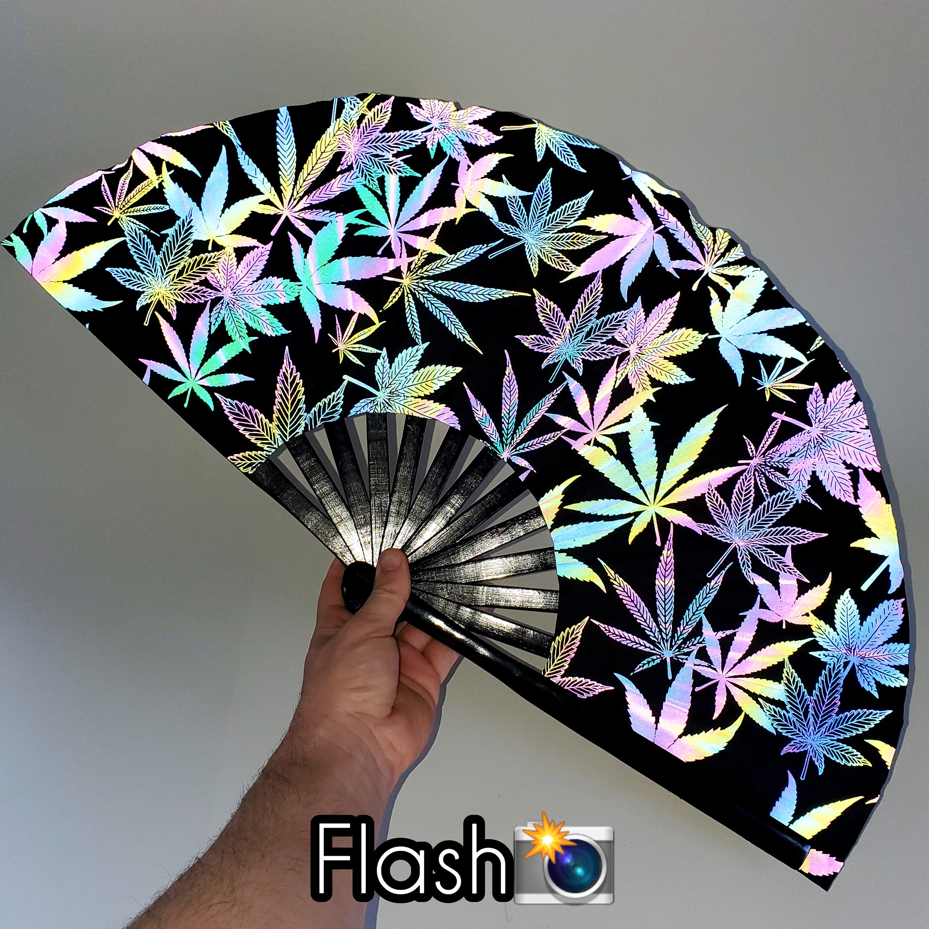 Reflective Hand Fan, Rave Hand Fan, Festival Hand Fan, Bamboo Folding ...