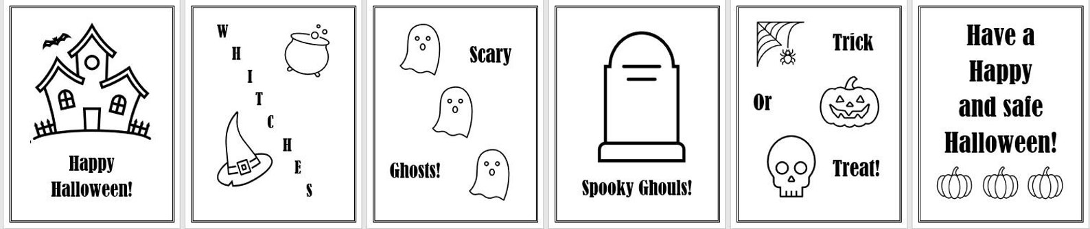 6 Page Halloween Themed Printable Coloring Pages for Children - Etsy