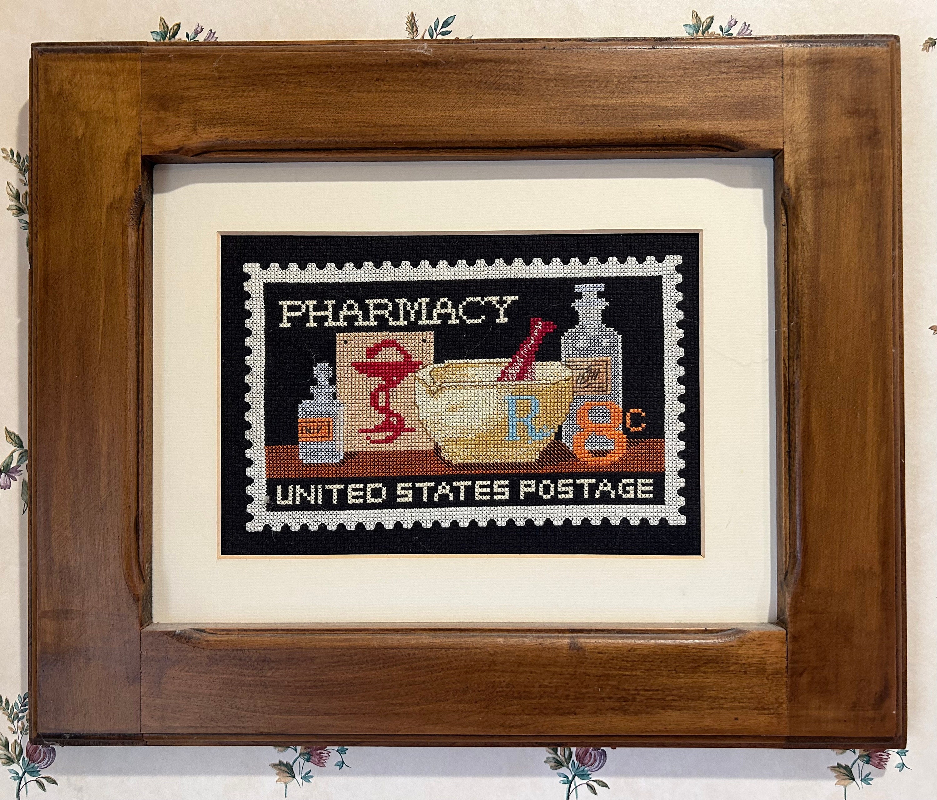 Pharmacy Stamp Cross Stitch Kit or Chart - Etsy