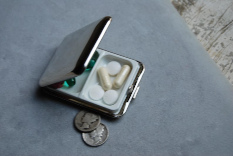 German Silver Art Deco Pill Case. Nickel Plated Steel for Years of Use ...