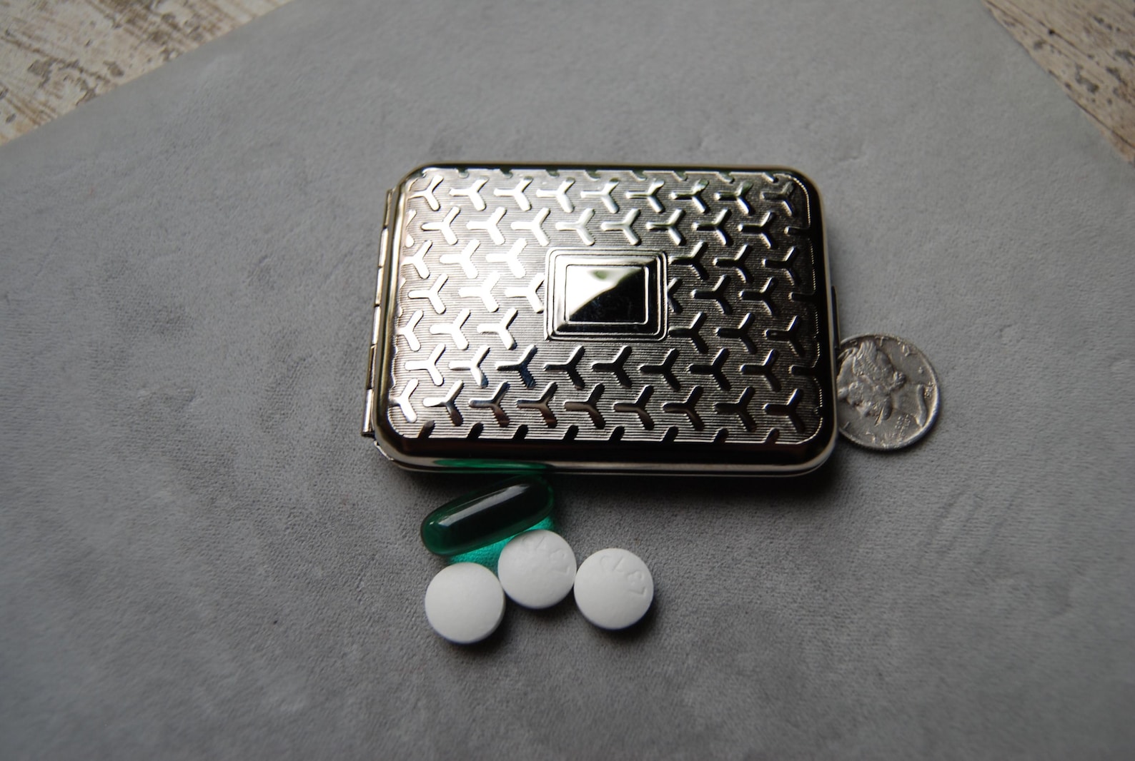 German Silver Art Deco Pill Case. Nickel Plated Steel for Years of Use ...