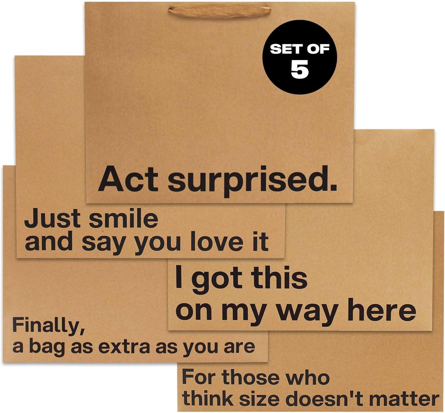 Funny Snarky Gift Bags - Set of 5 Large Kraft Paper Bags - Etsy