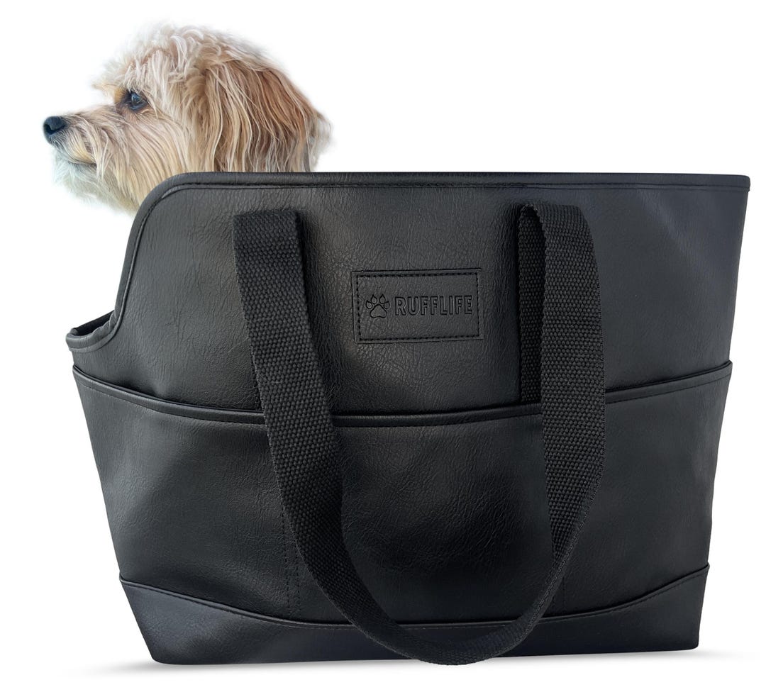 Black Vegan Leather Small Dog Carrier Purse, Small Dogs, Tote, Dog Bag ...