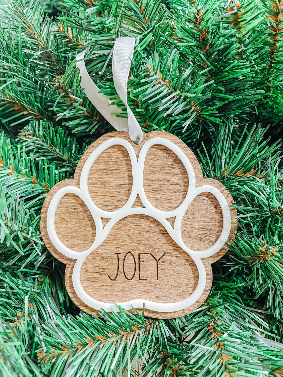 Paw Print Ornament, Custom Paw Print Ornament, Dog Name Christmas ...