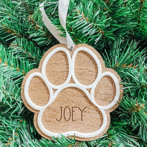 Paw Print Ornament, Custom Paw Print Ornament, Dog Name Christmas ...