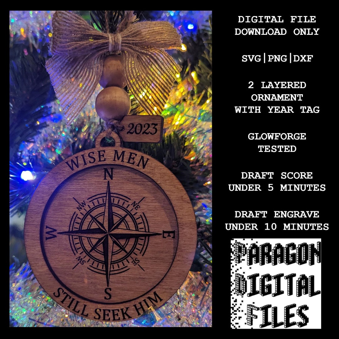 COMPASS Christmas ORNAMENT Digital Download SVG File Wise Men Still ...